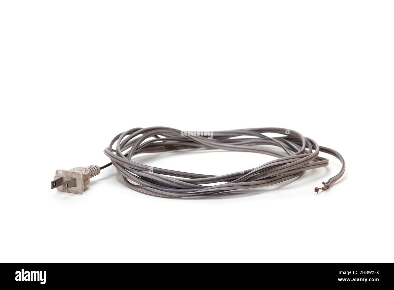 Old electricon power cord on white background with shadow Stock Photo ...