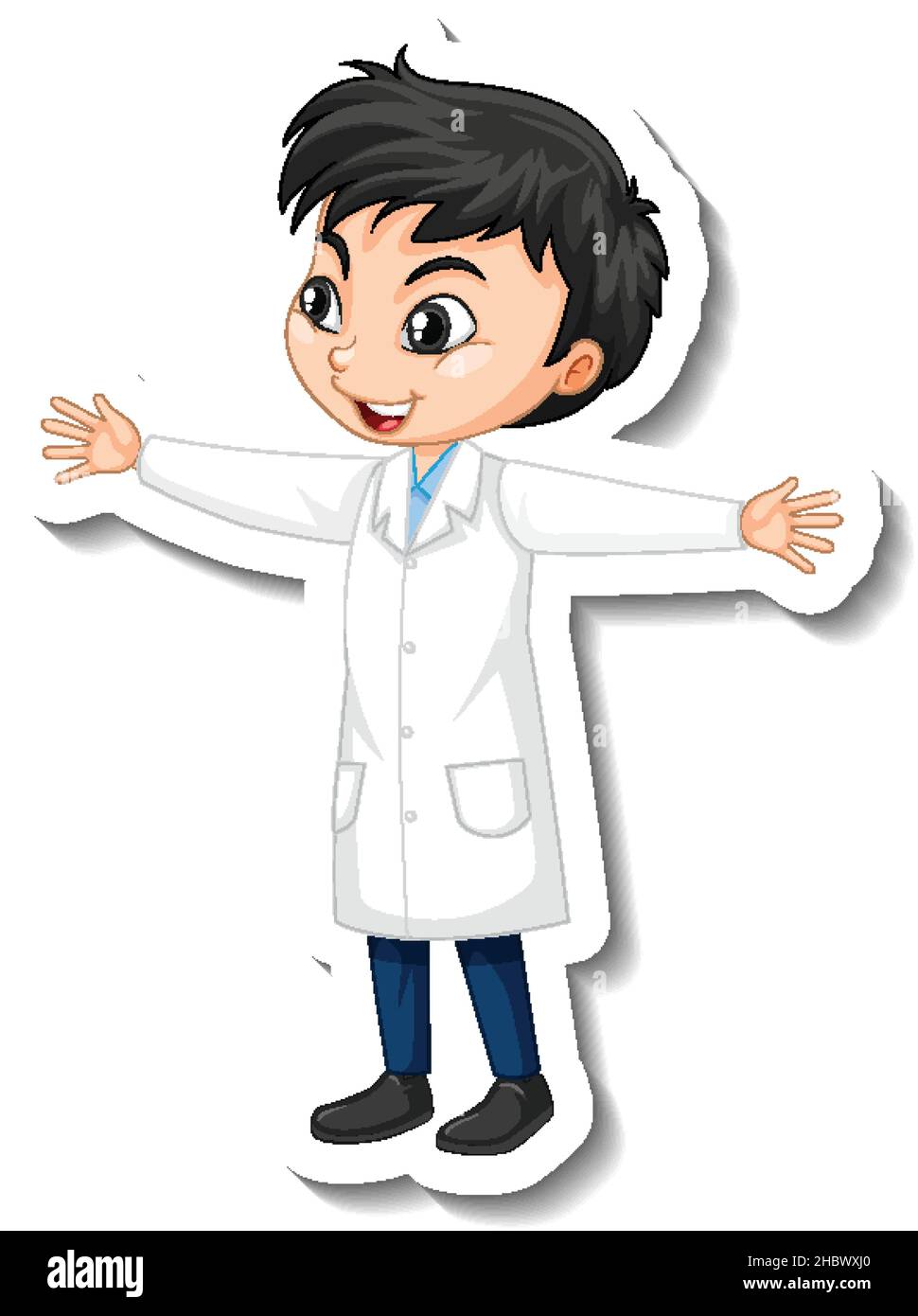 Scientist boy cartoon character sticker illustration Stock Vector Image ...