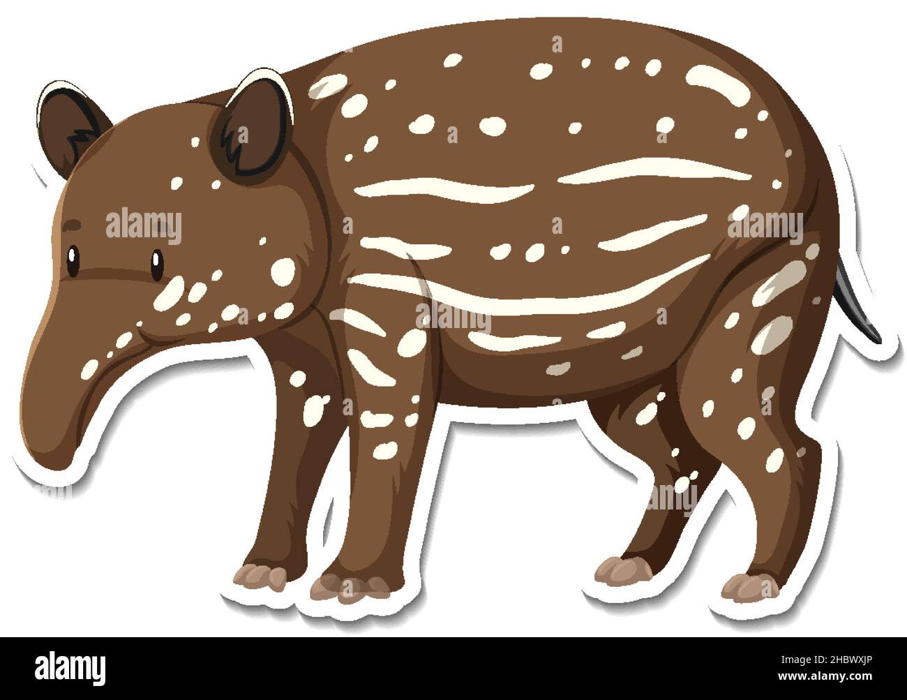 A sticker template of tapir cartoon character illustration Stock Vector ...