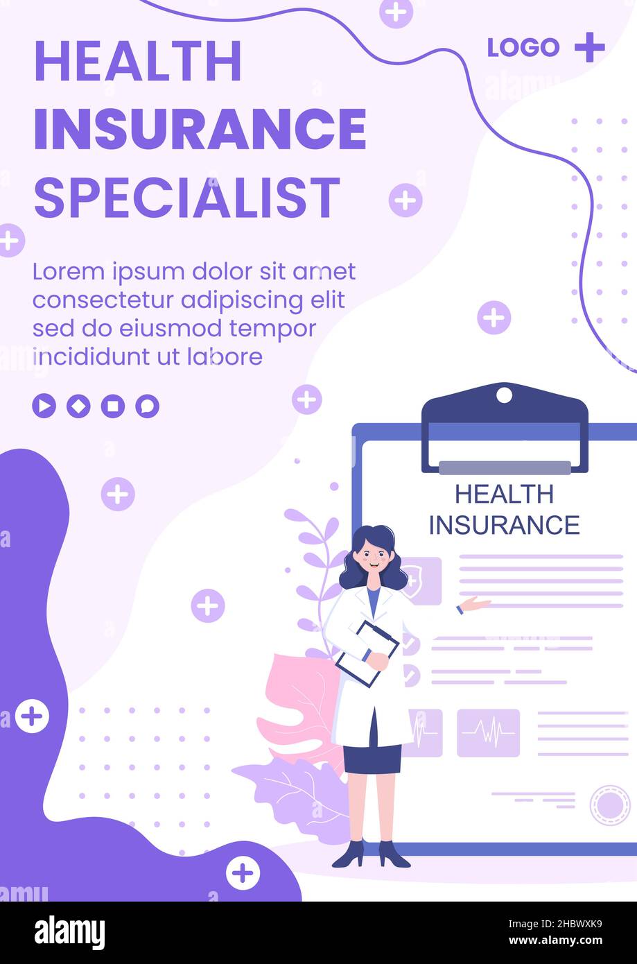 Health care Insurance Flyer Template Flat Design Illustration Editable ...