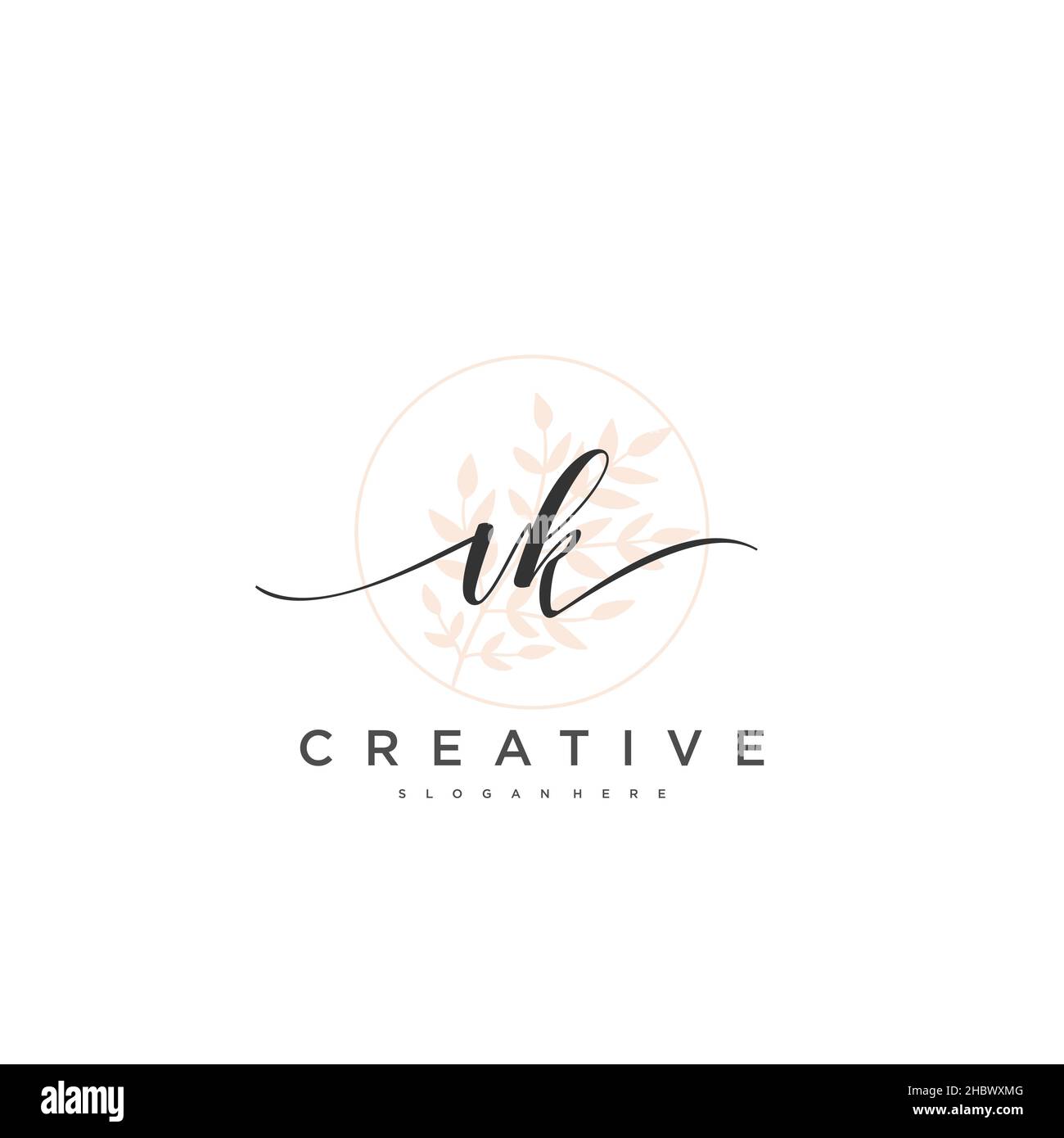 VK Initial handwriting minimalist geometric logo template vector art ...