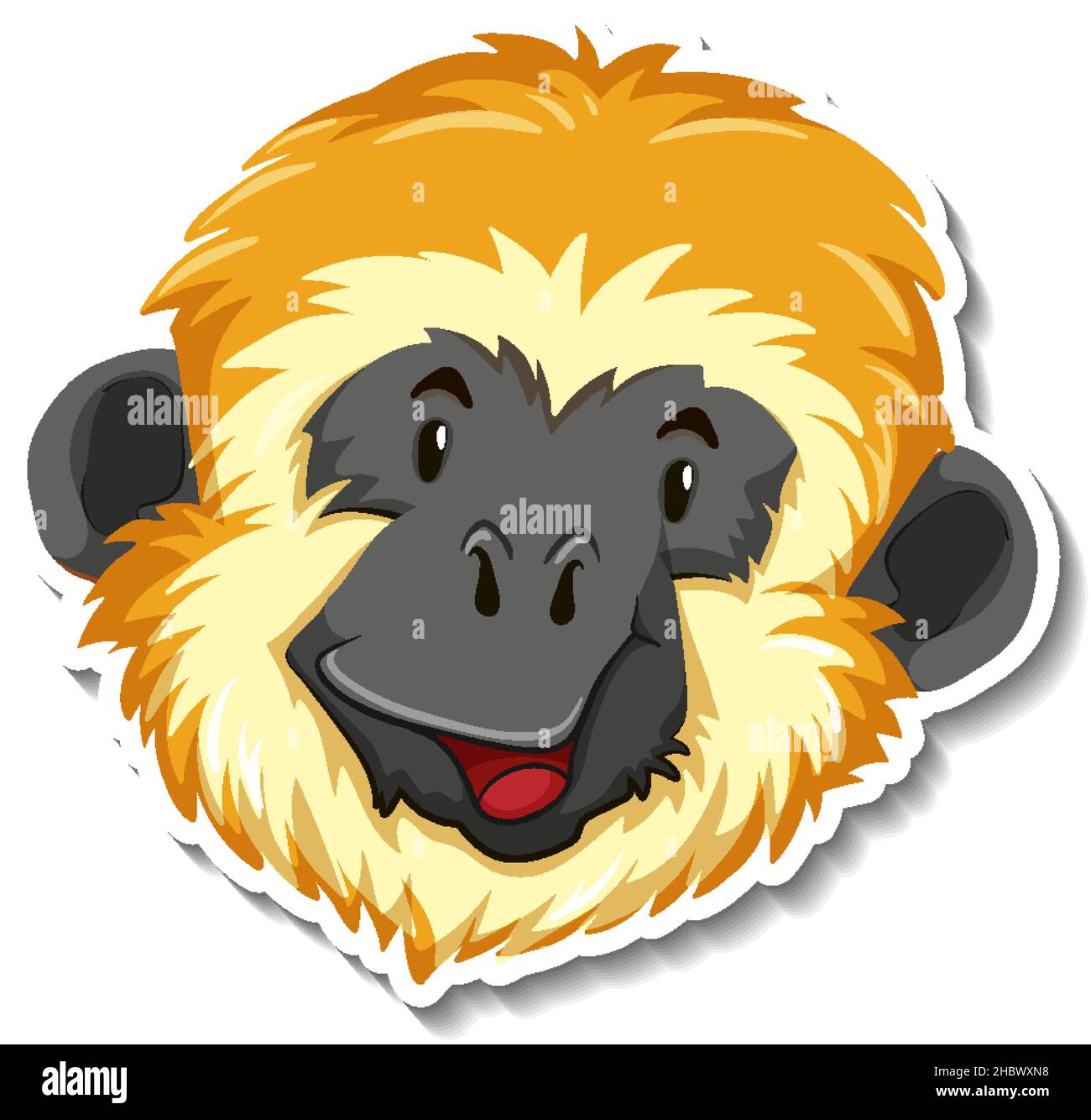 Head of Gibbon animal cartoon sticker illustration Stock Vector Image ...