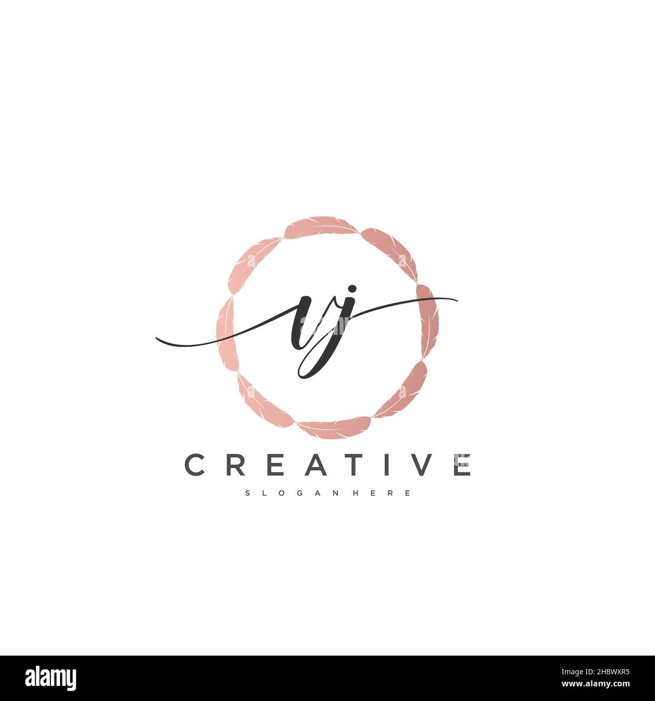 VJ Initial handwriting minimalist geometric logo template vector art ...