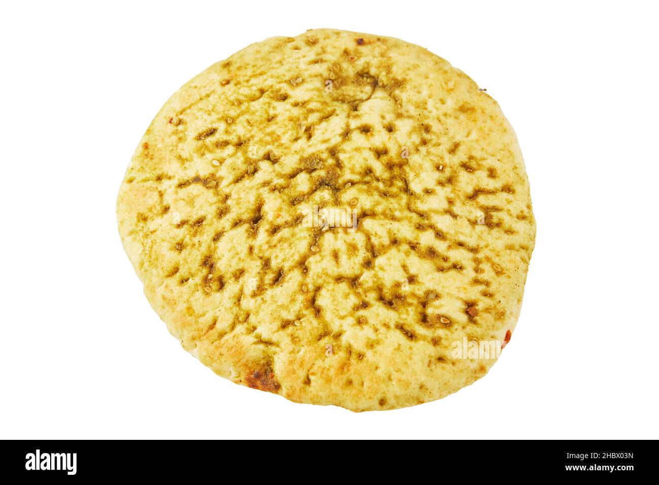 Pita with zaatar isolated on white background Stock Photo - Alamy