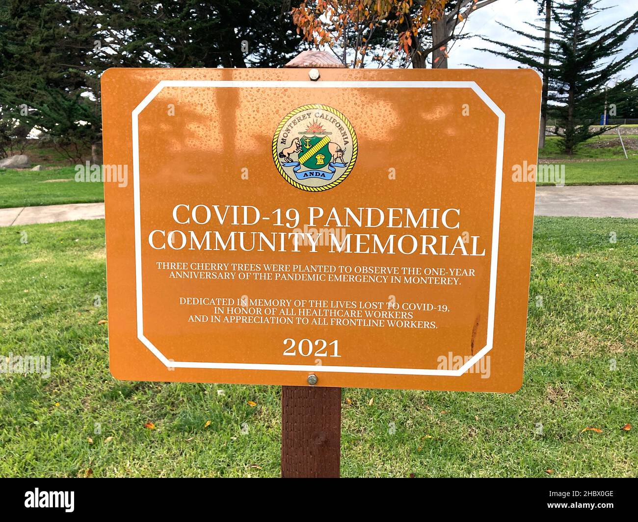COVID-19 Pandemic Community Memorial sign - Monterey, California, USA ...