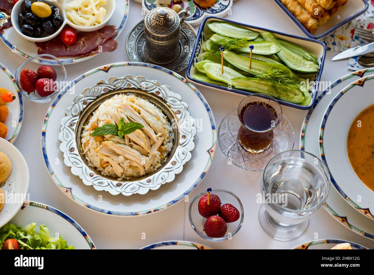 Traditional Turkish Ramadan Dinner Table with iftar large menu ...