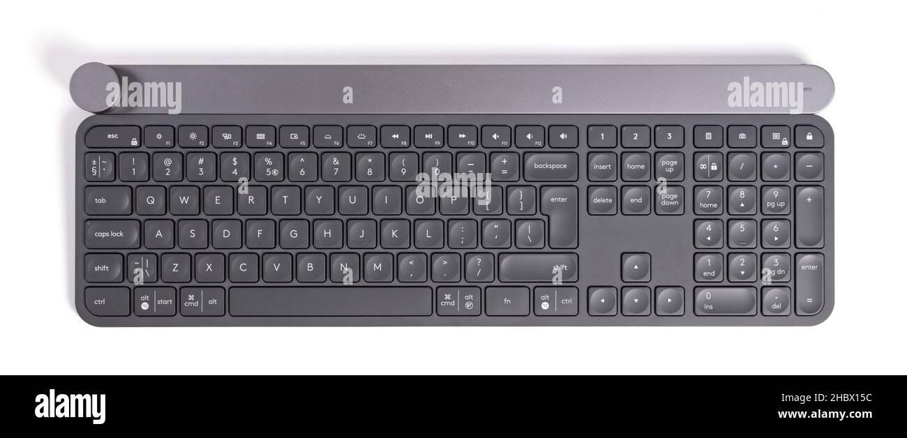 Modern computer keyboard isolated on white background Stock Photo - Alamy