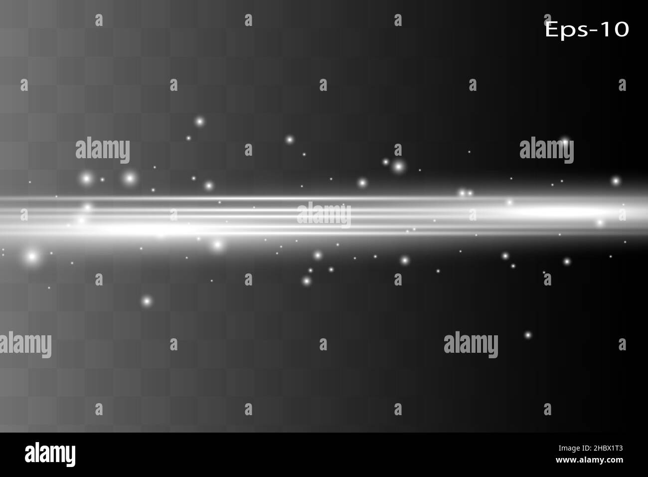 Abstract white laser beam. Transparent isolated on black background ...