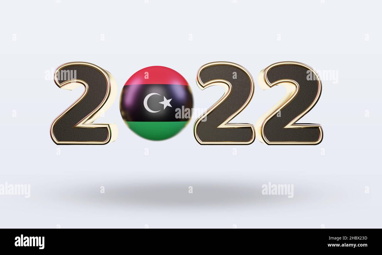 3d text 2022 Libya flag rendering front view Stock Photo - Alamy