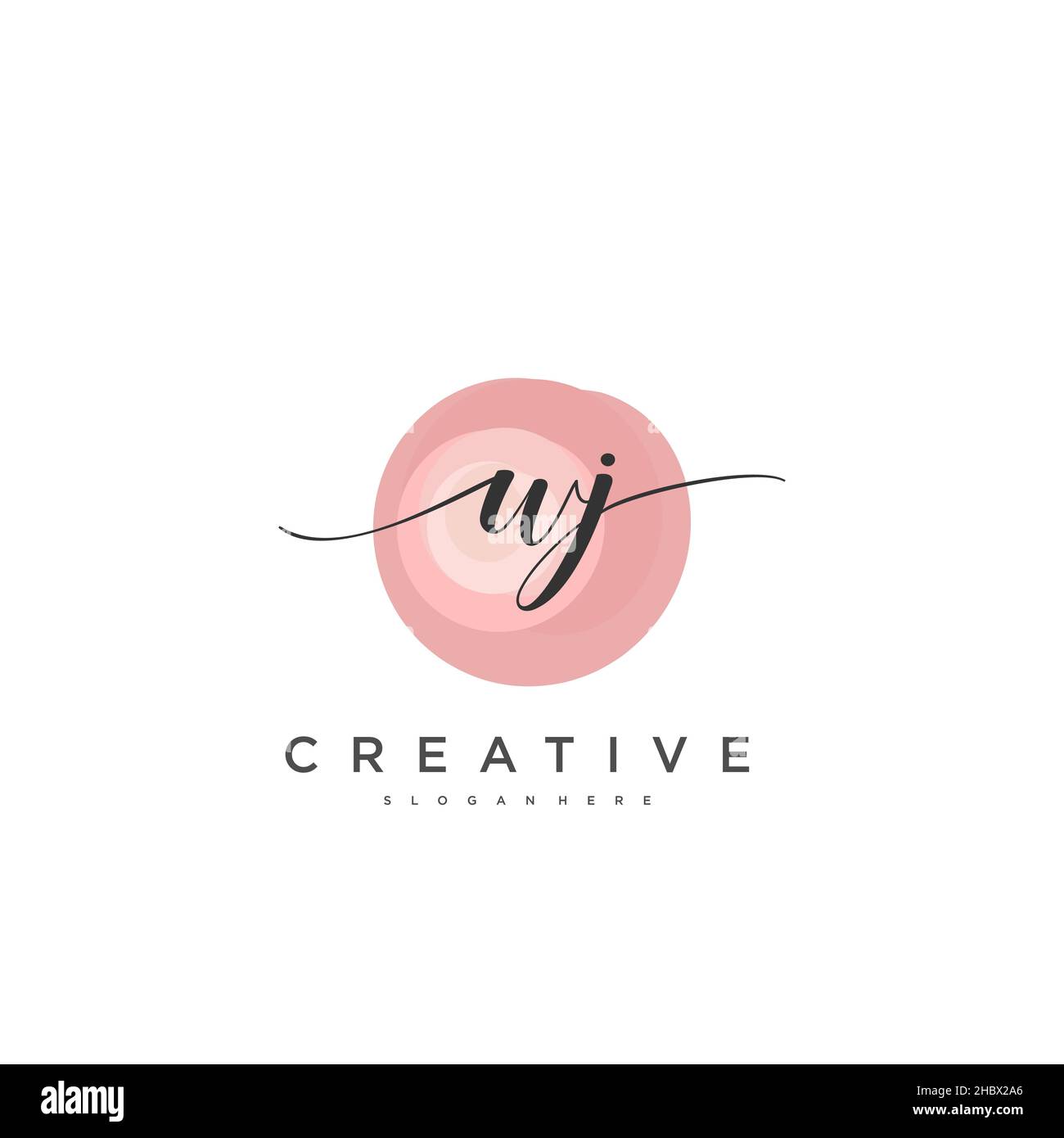 WJ Initial handwriting minimalist geometric logo template vector art ...