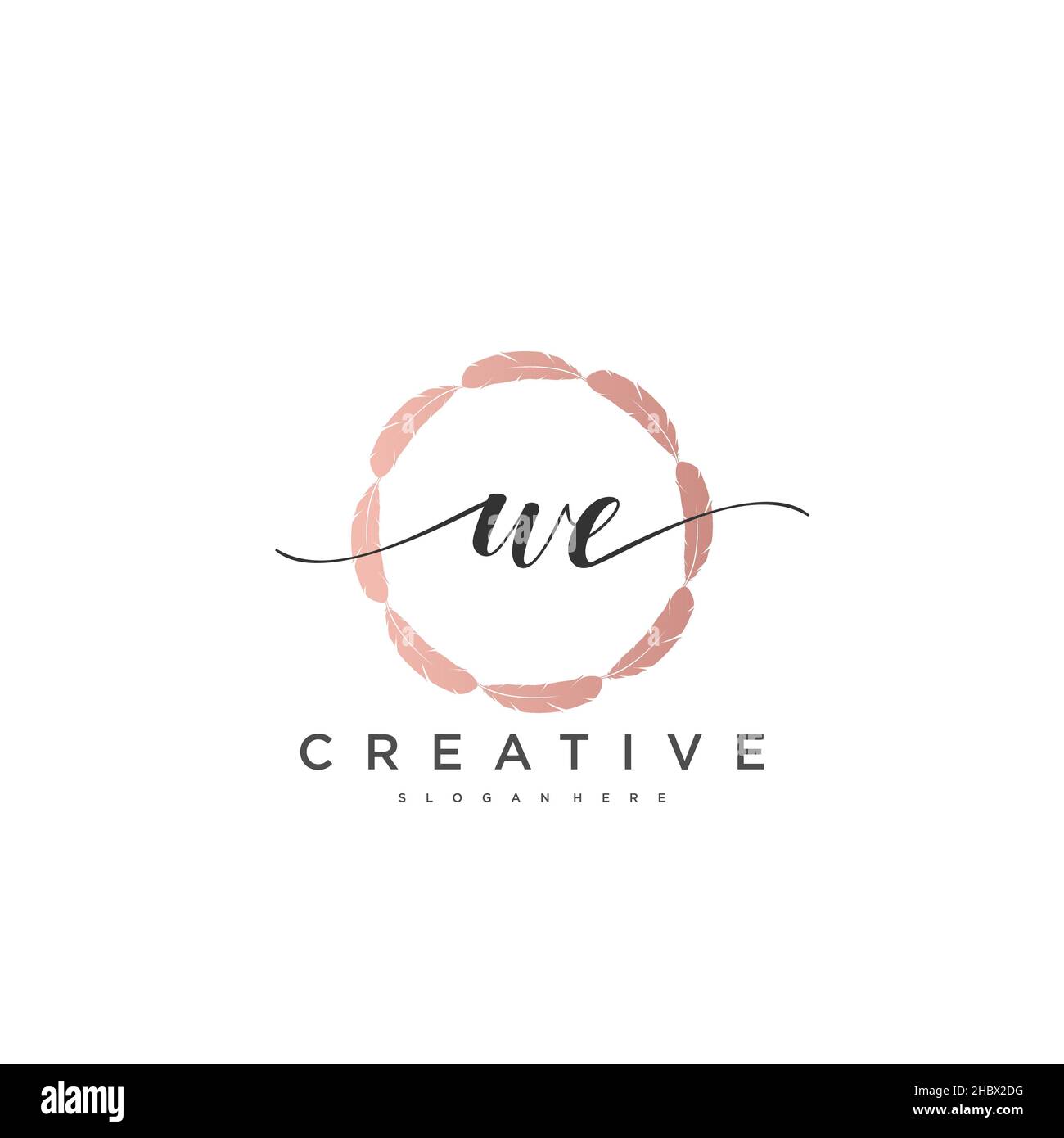 WE Initial handwriting minimalist geometric logo template vector art ...