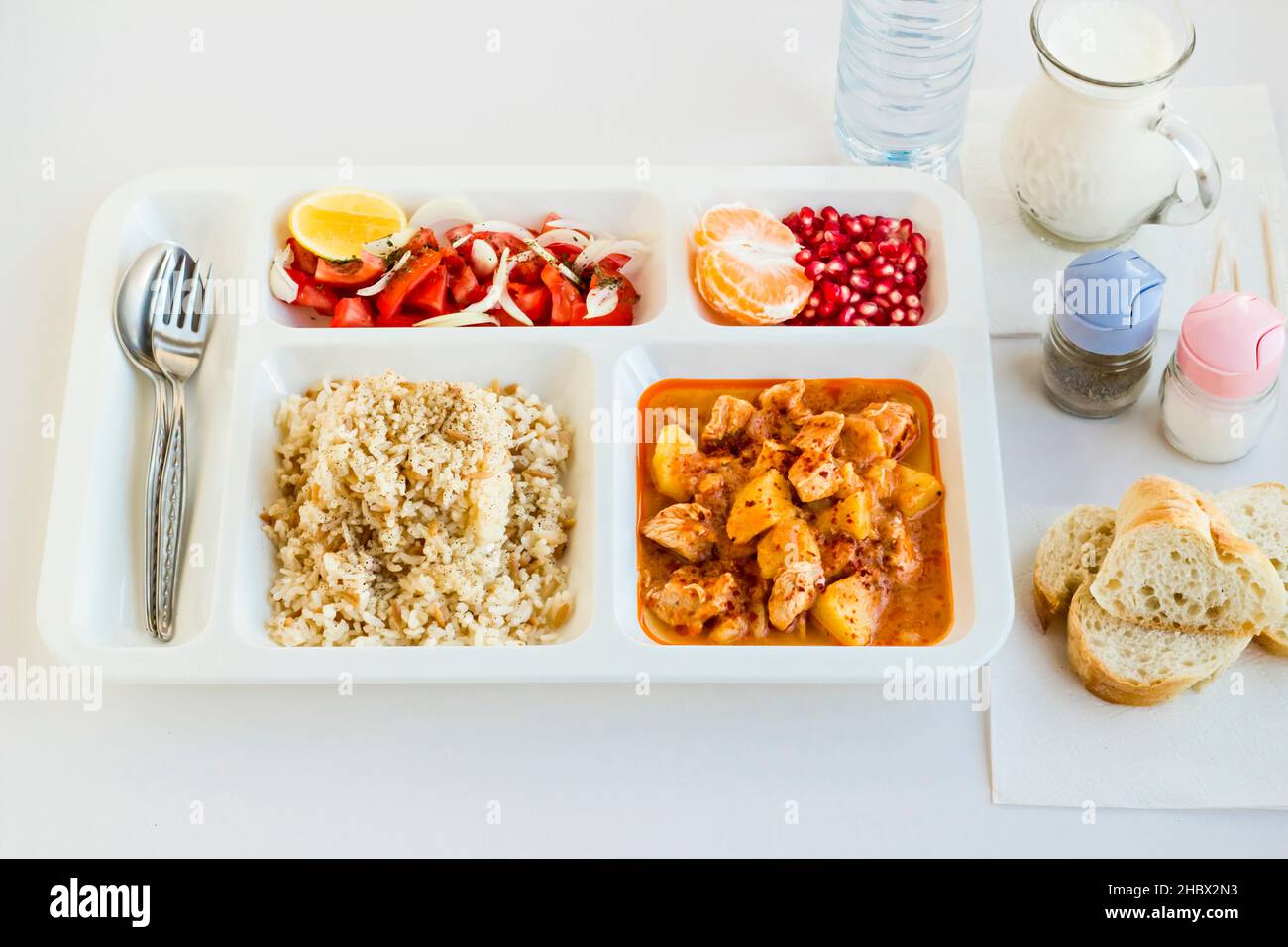 Traditional Turkish Meal with chicken potato,rice,tomato salad and ...