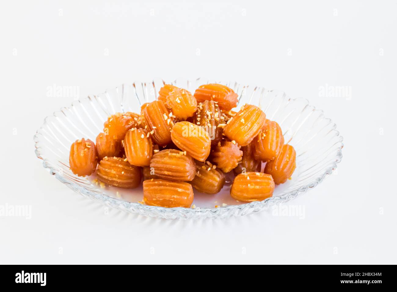 Traditional Turkish Pastry Dessert Tulumba,in the oval glass plate on ...