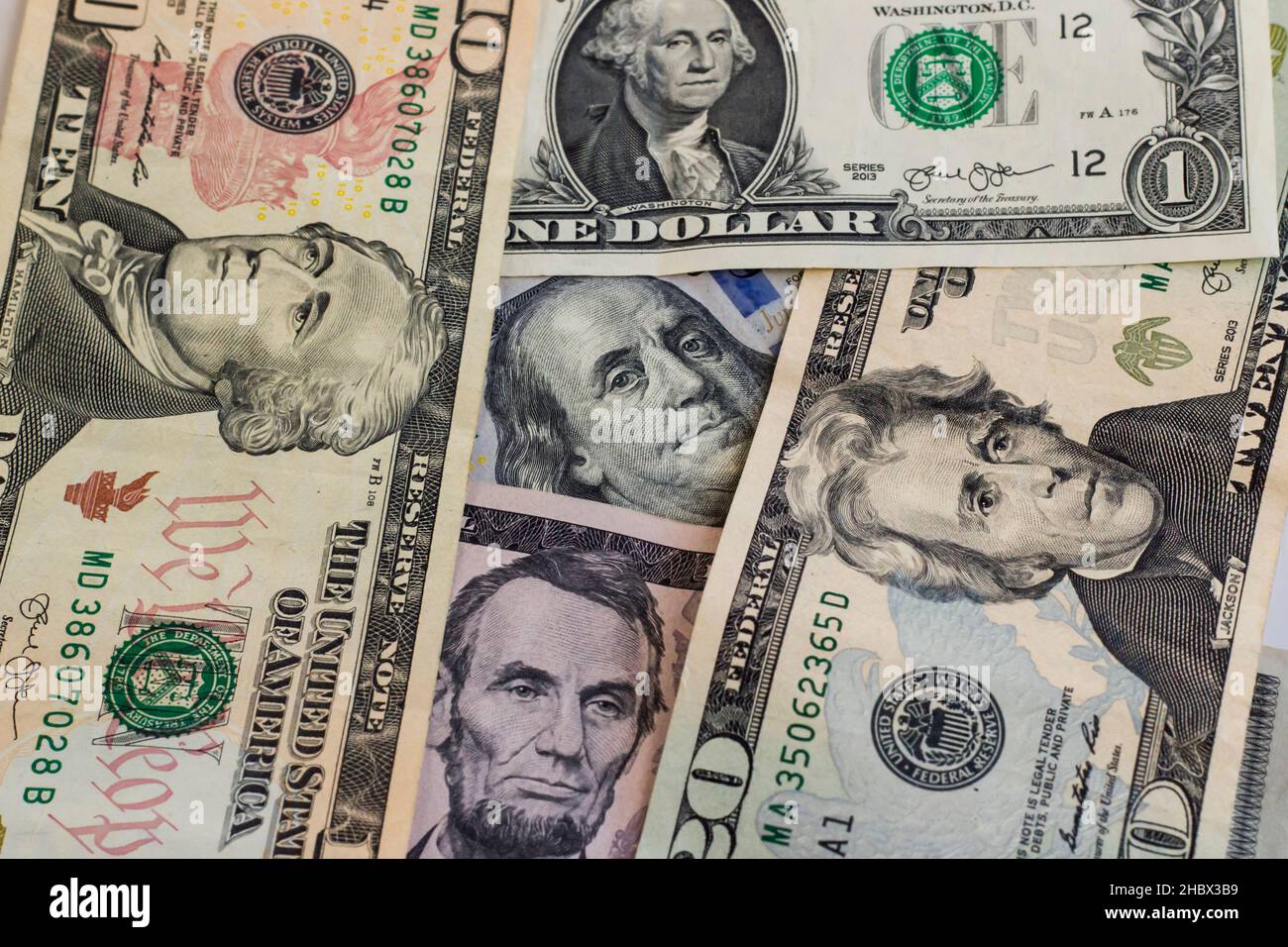 Portraits of United State Dollar Bills,above view,flat layout Stock ...