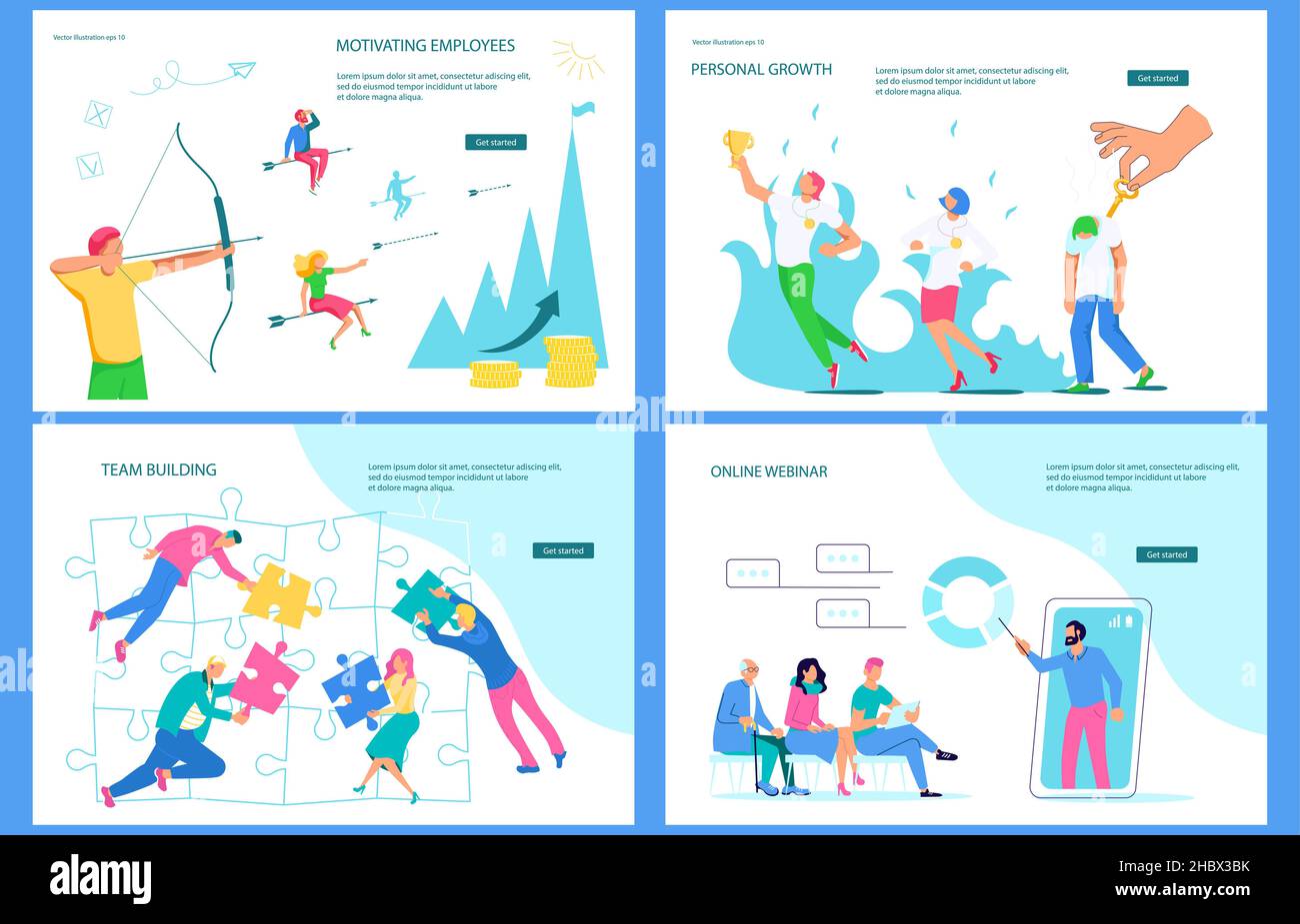 Set of landing webpage templates of Team Building and Collaboration ...