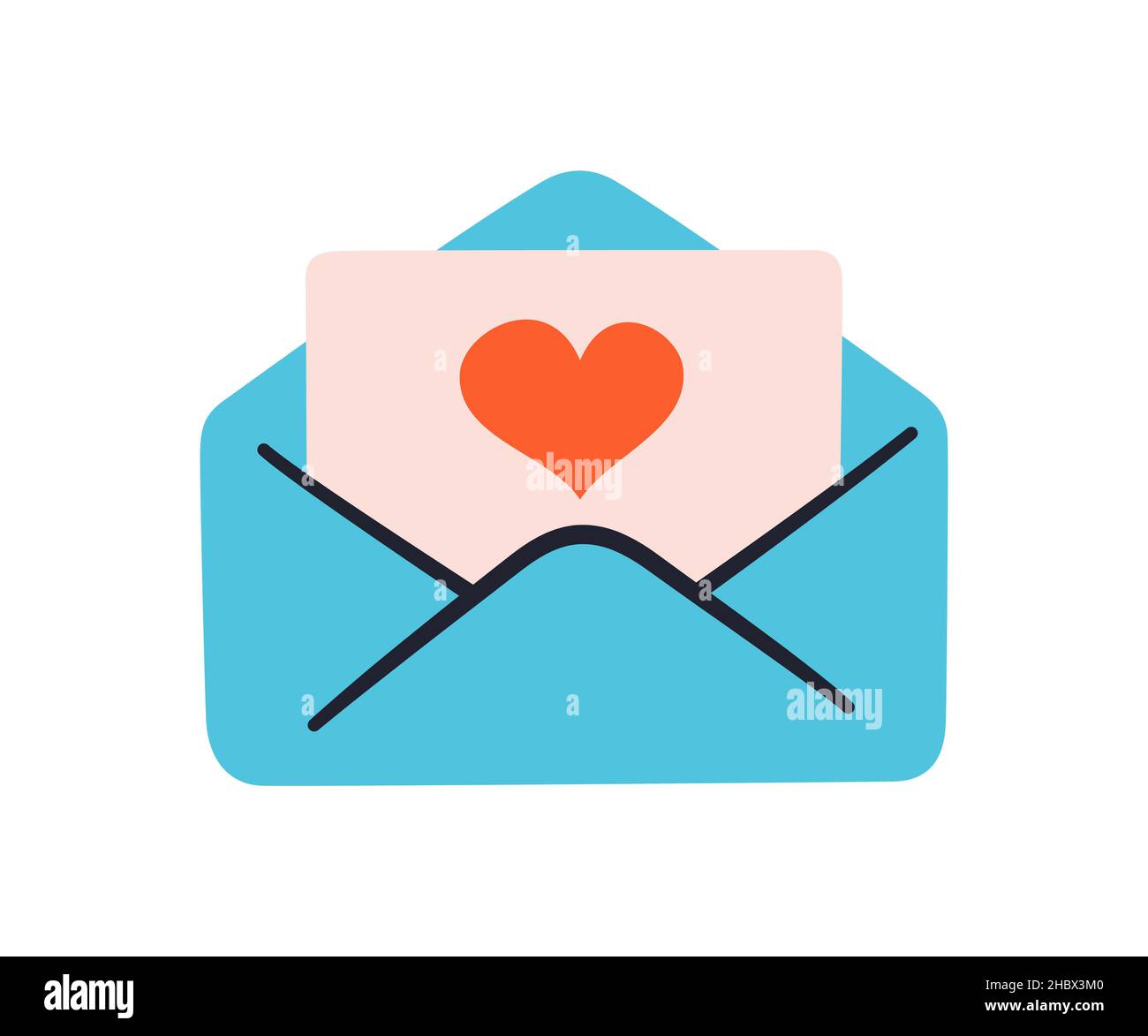 Letter with a declaration of love. Mail envelope with heart. Hand drawn ...