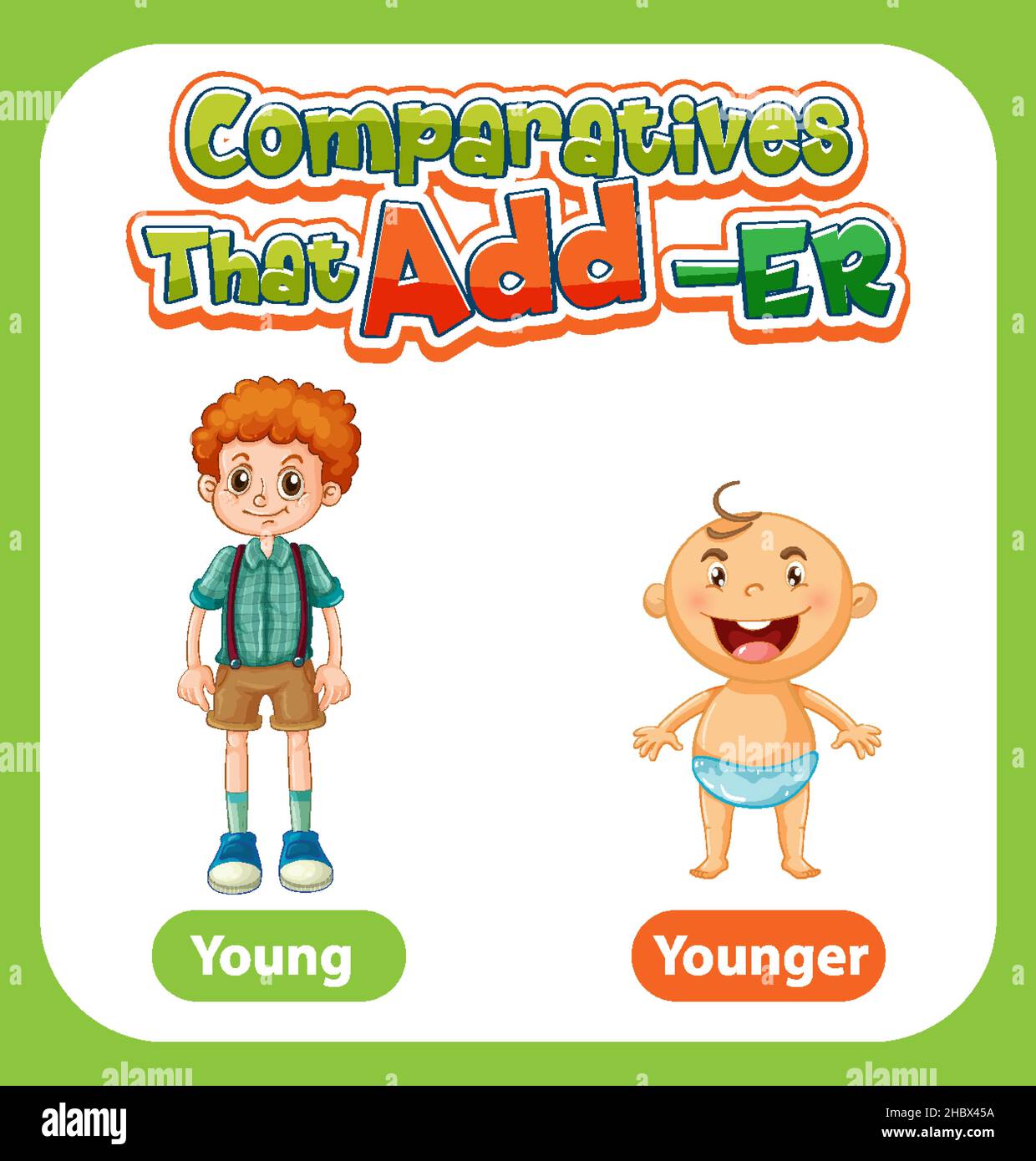 Comparative adjectives for word young illustration Stock Vector Image ...