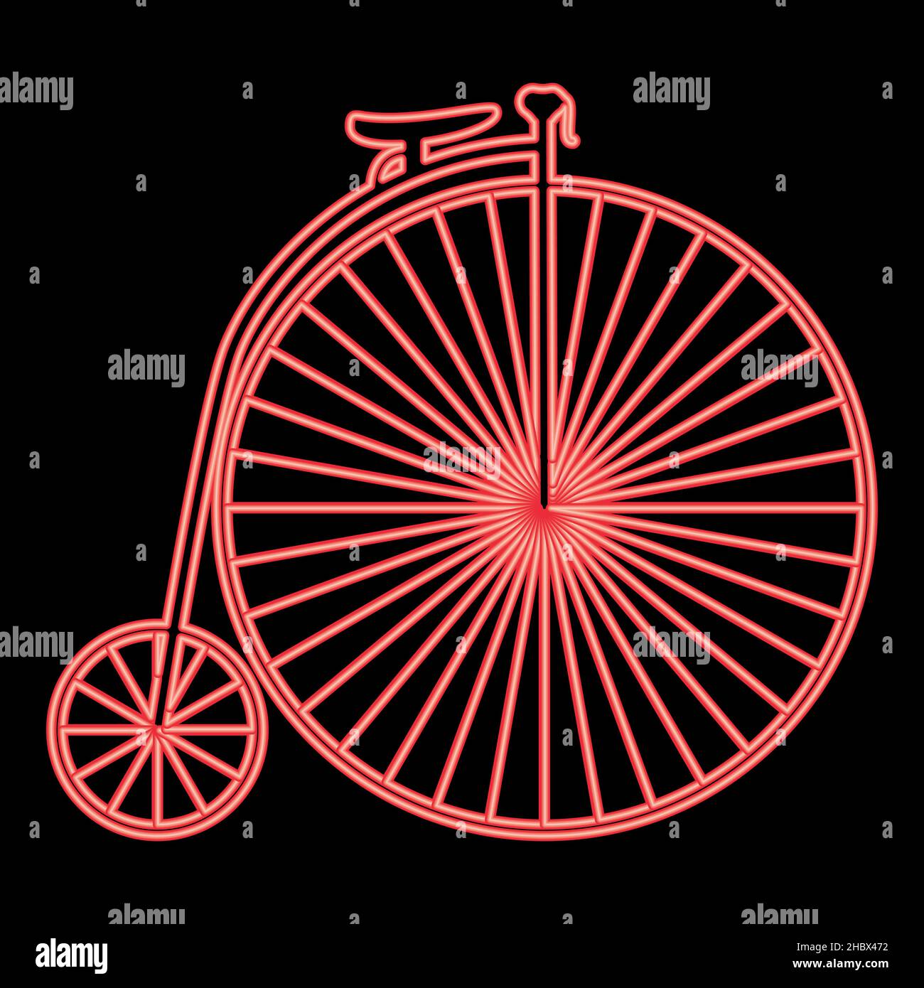 Neon retro bicycle red color vector illustration image flat style light ...