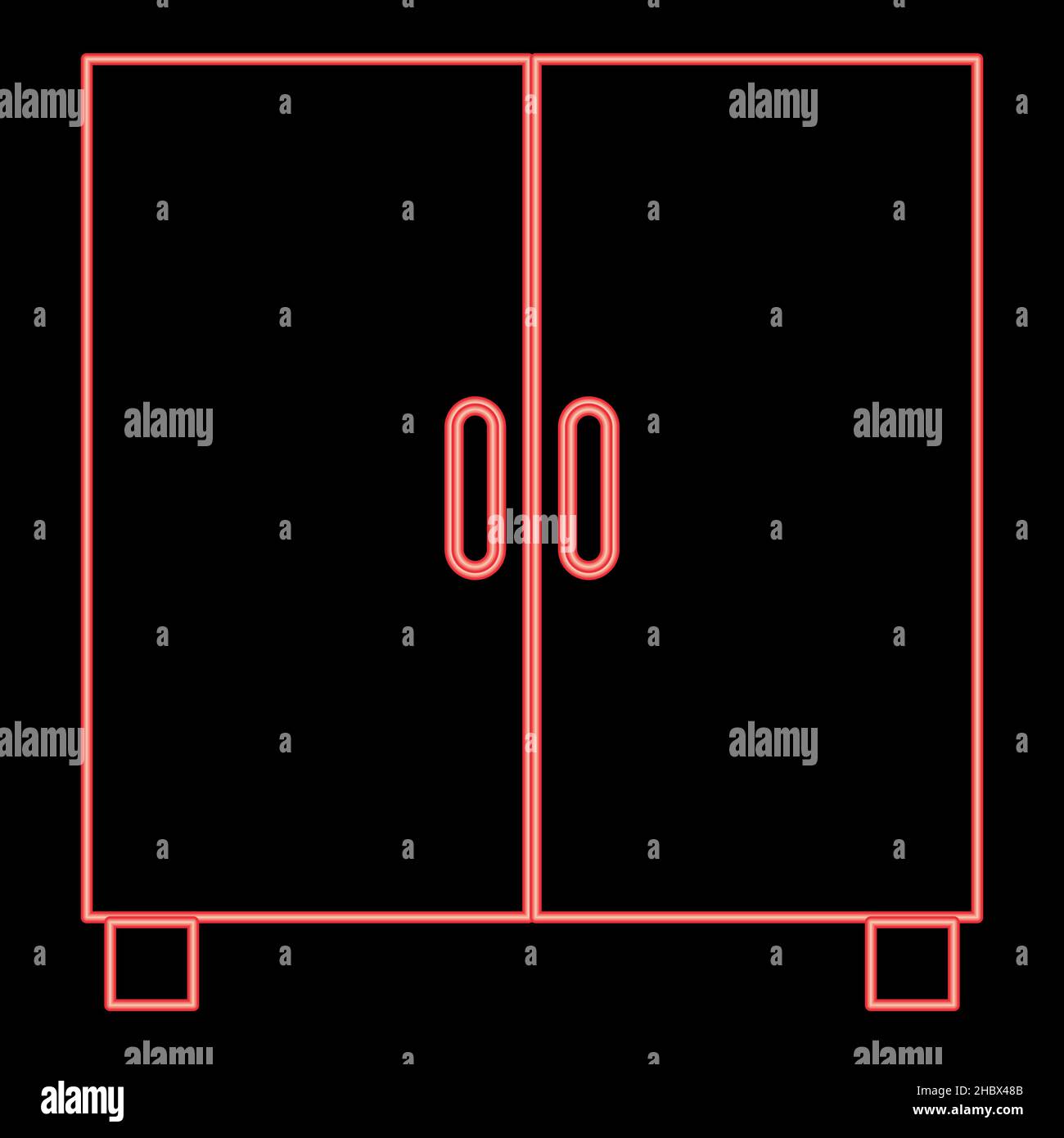 Neon cupboard or cabinet red color vector illustration image flat style ...