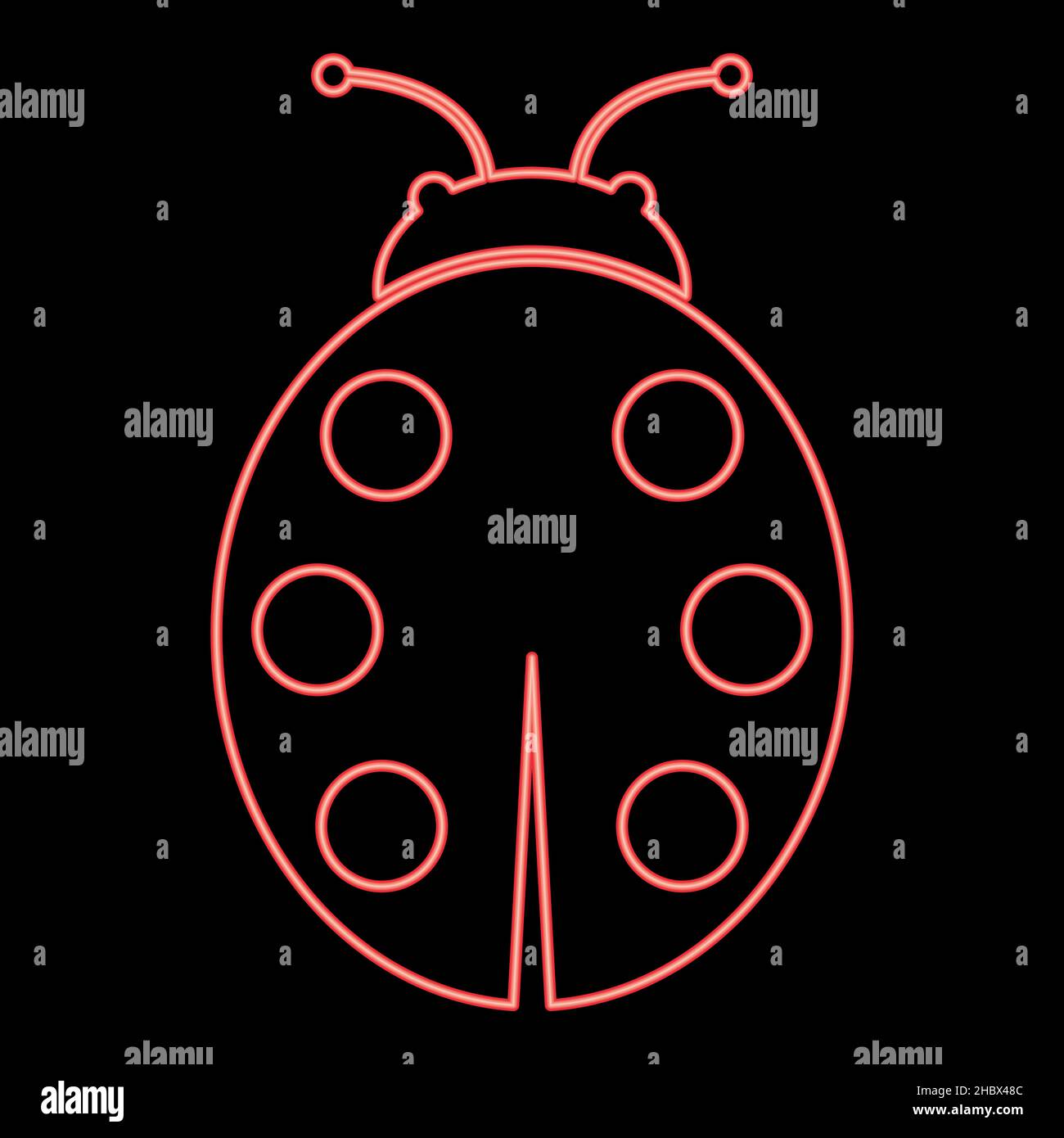 Neon ladybird red color vector illustration image flat style light ...
