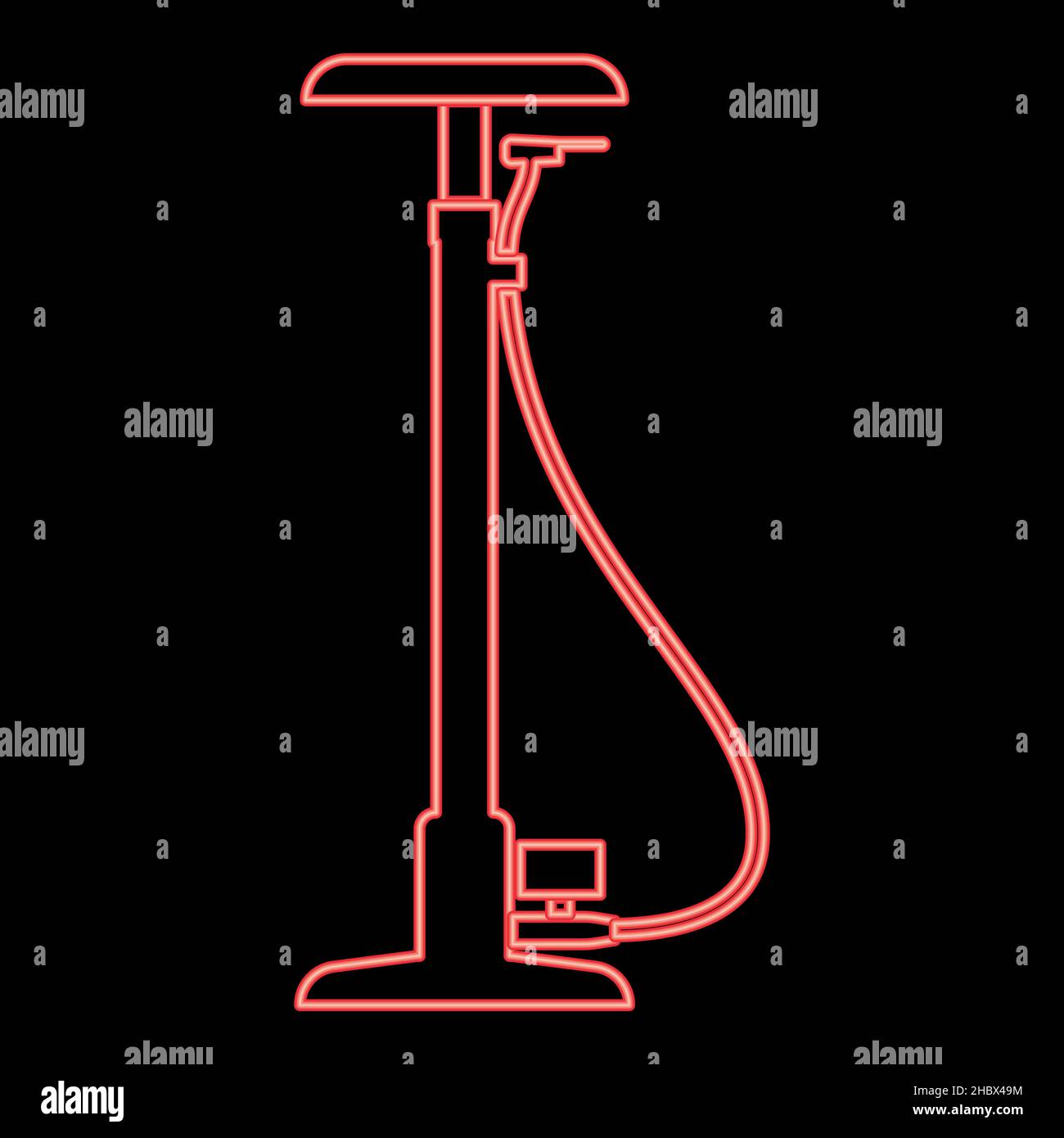 Neon bicycle pump red color vector illustration image flat style light ...