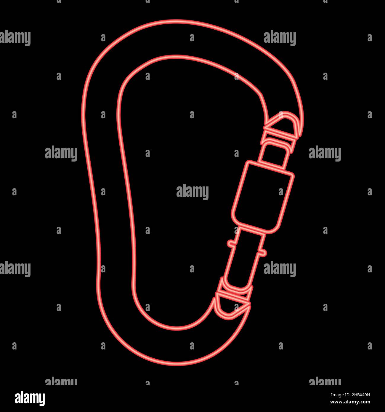 Neon safety hook or carabiner hook red color vector illustration image ...