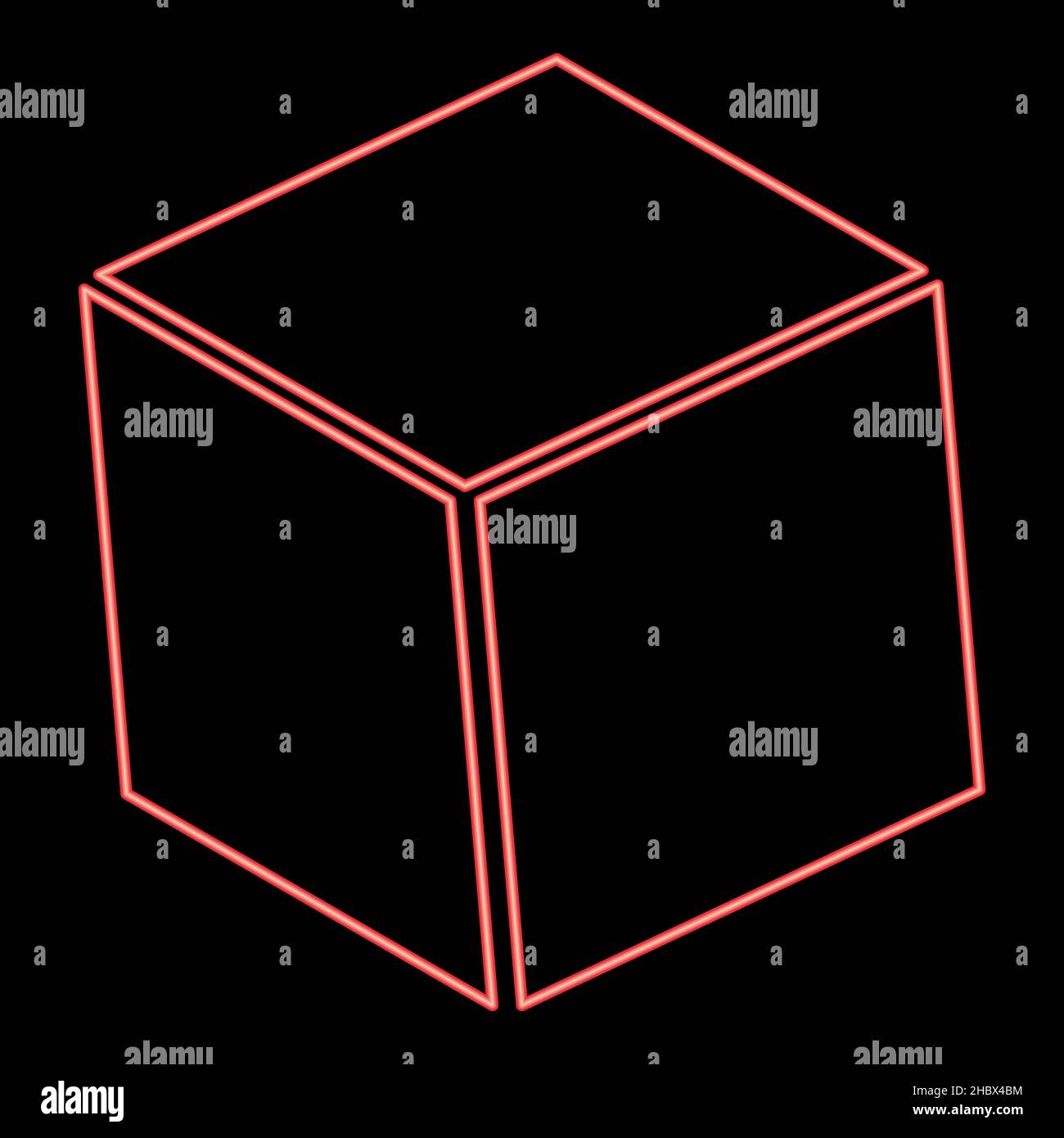 Neon cube red color vector illustration image flat style light Stock ...