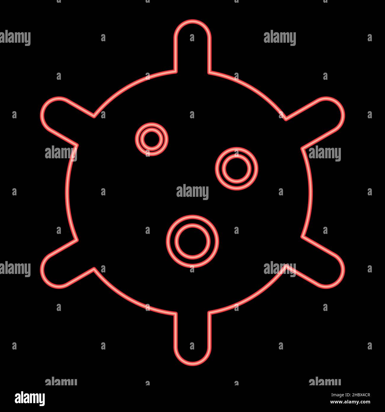 Neon virus red color vector illustration image flat style light Stock ...