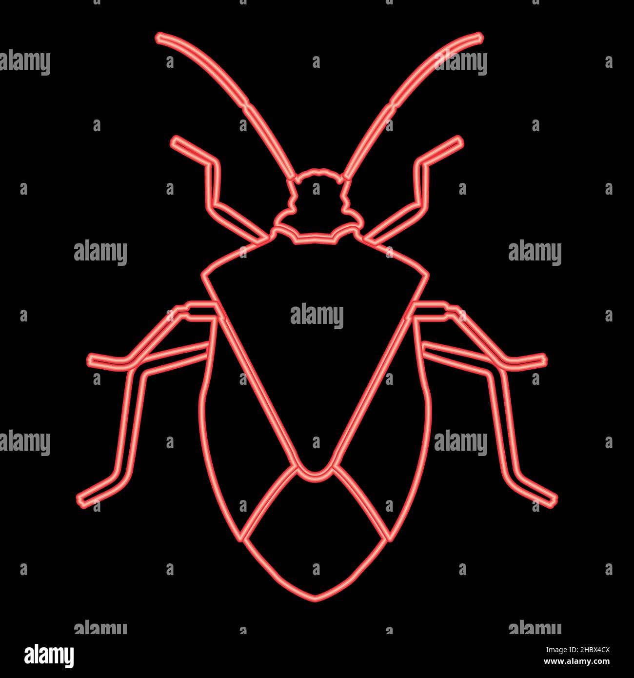 Neon bug red color vector illustration image flat style light Stock ...