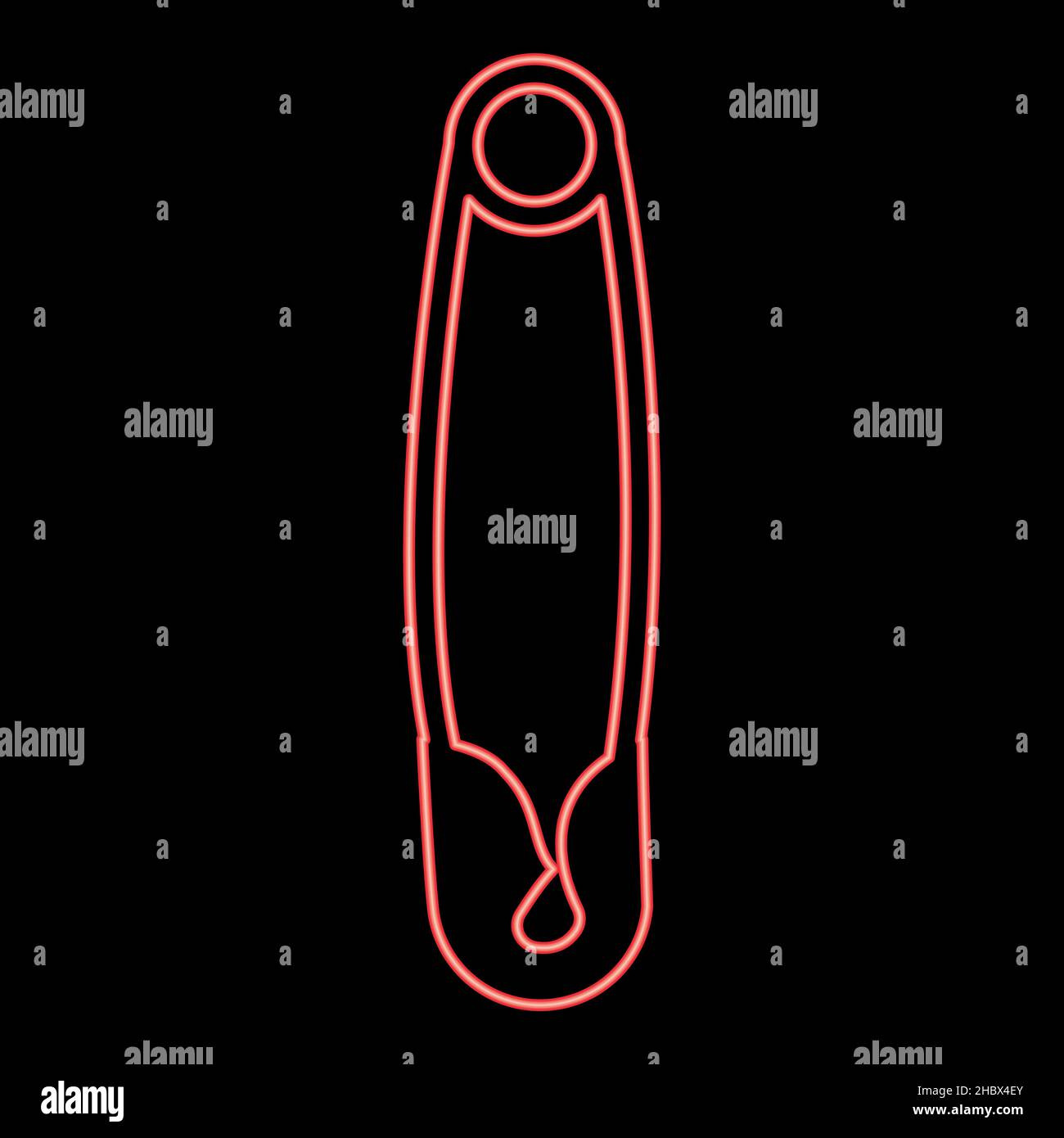 Neon safety pin red color vector illustration image flat style light ...