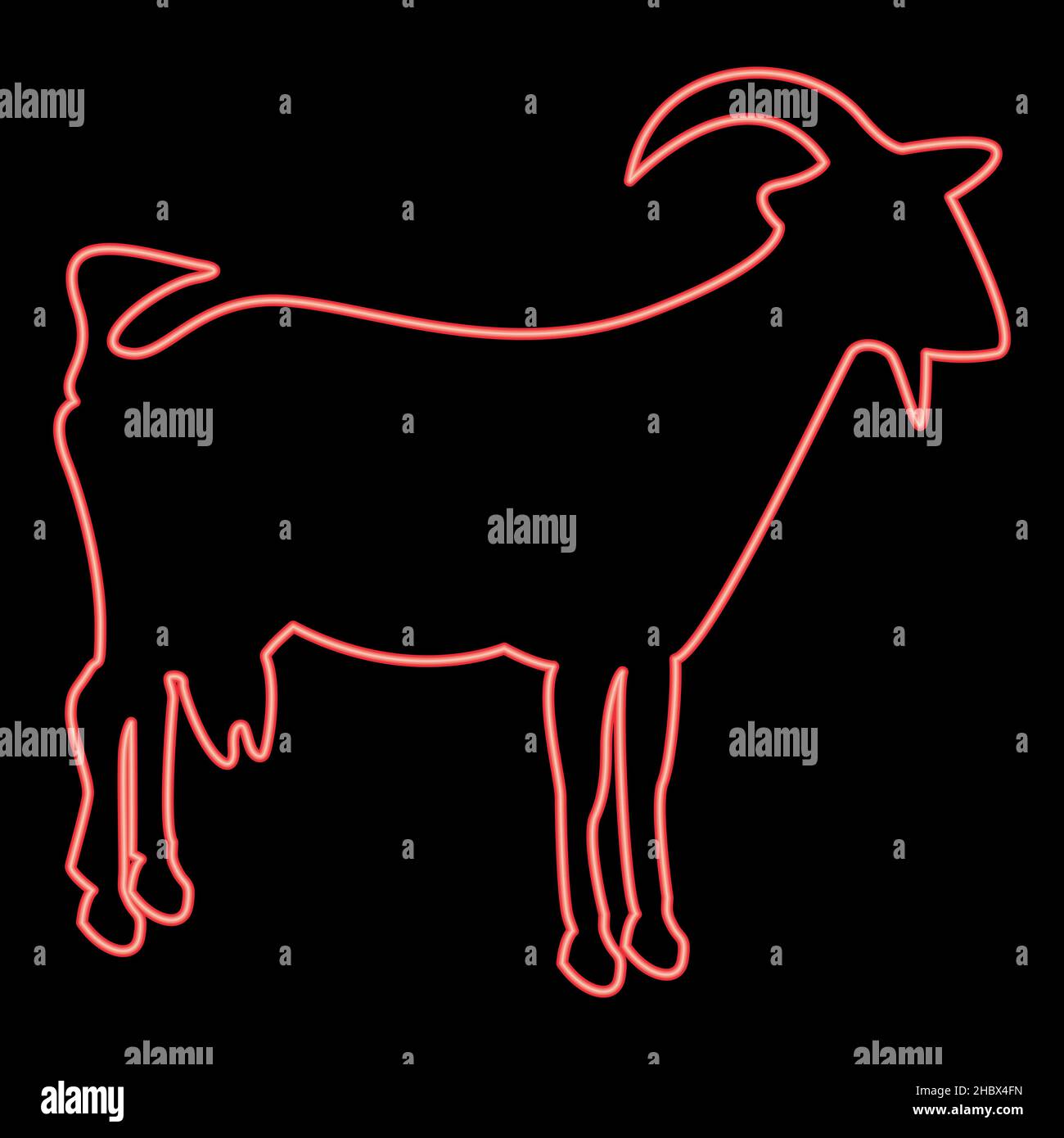 Neon goat red color vector illustration image flat style light Stock ...