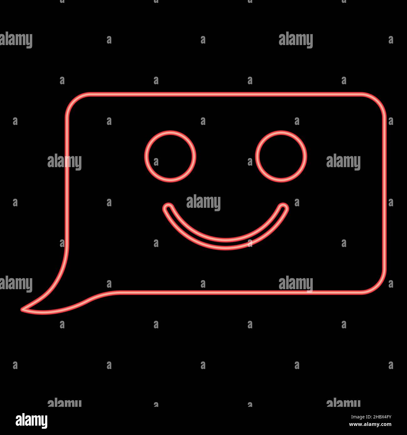 Neon comment smile message red color vector illustration image flat ...