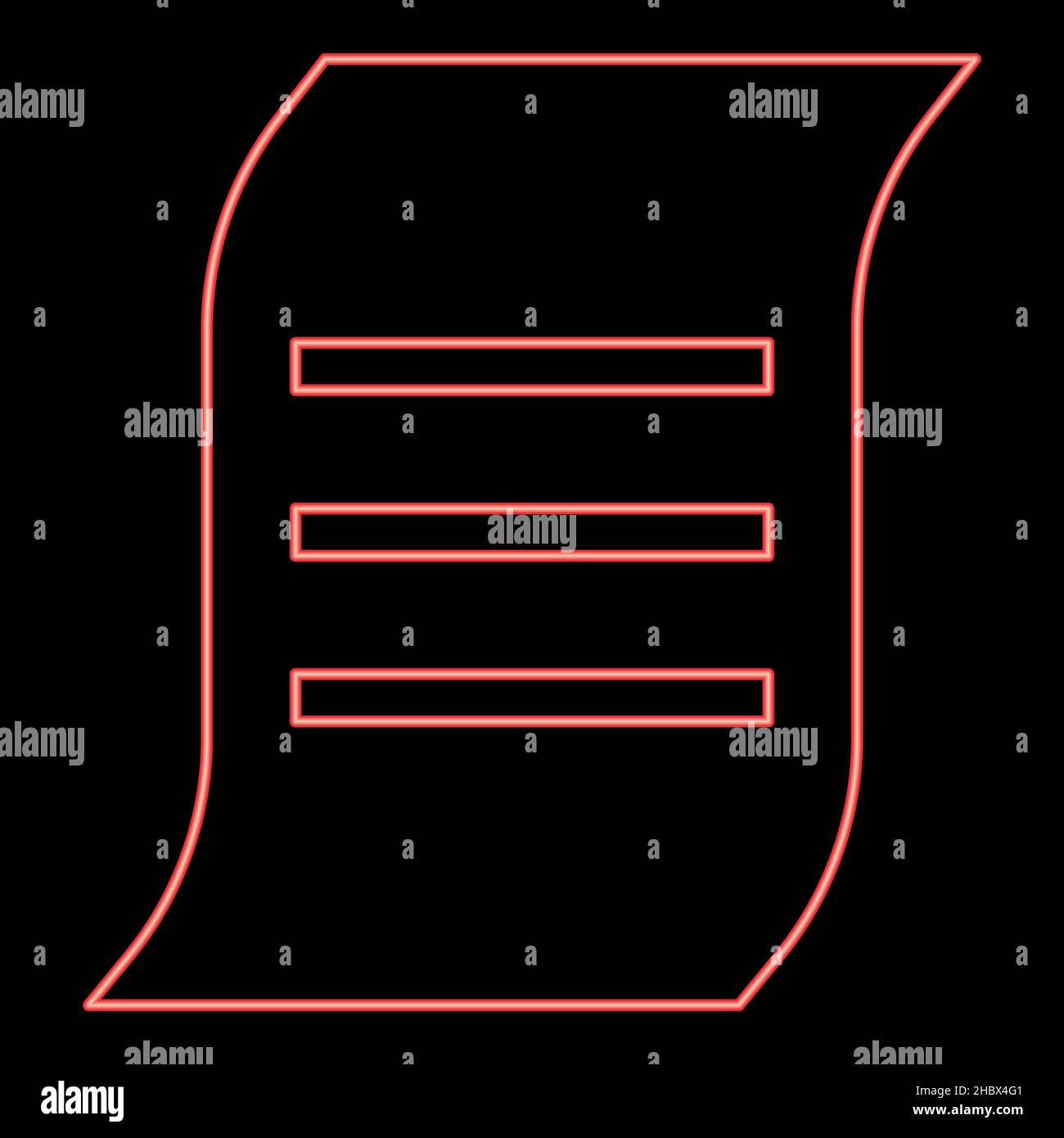 Neon document red color vector illustration image flat style light ...