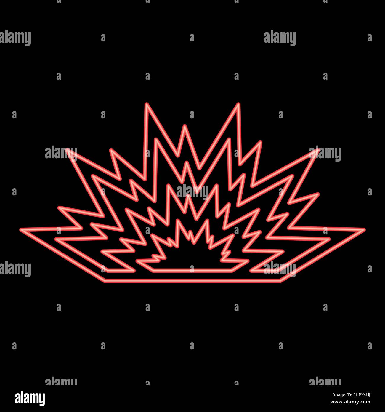 Neon explosion red color vector illustration image flat style light ...