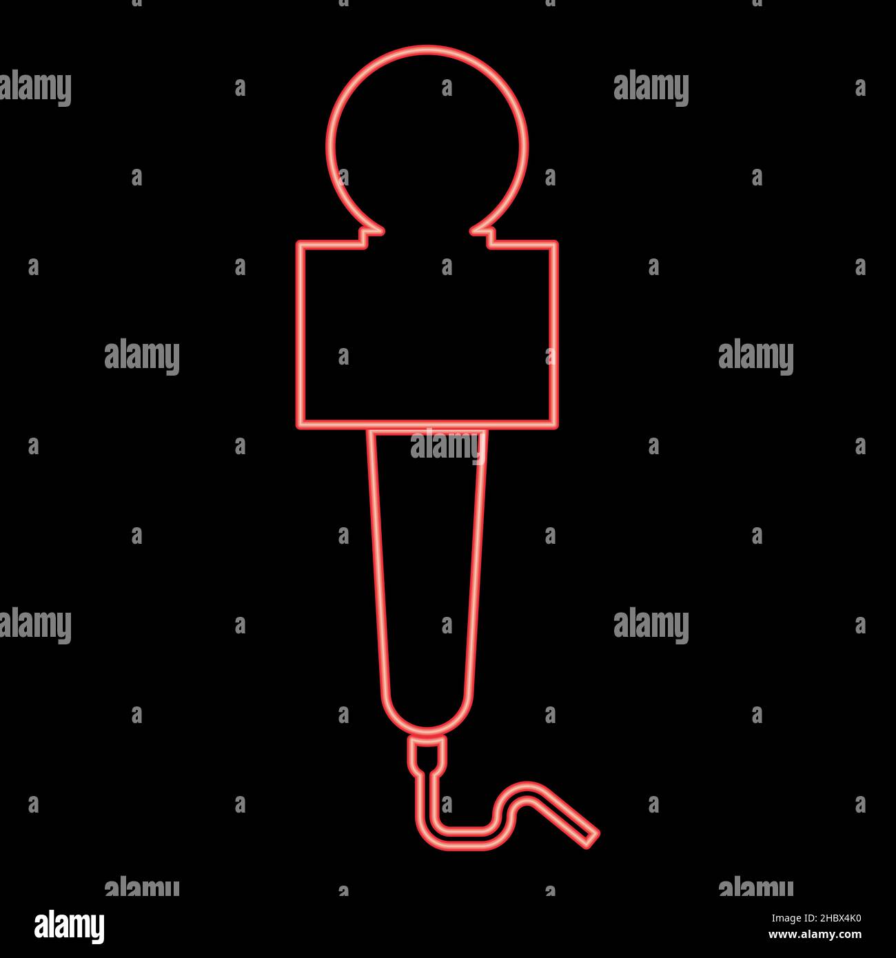 Neon news microphone red color vector illustration image flat style ...