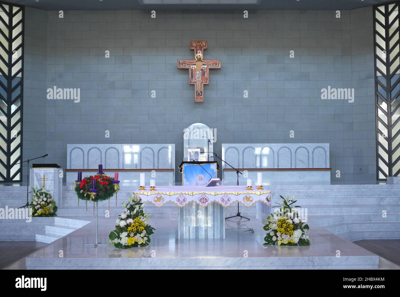 The altar of the Roman Catholic cathedral of Our Lady of Arabia, Awali ...