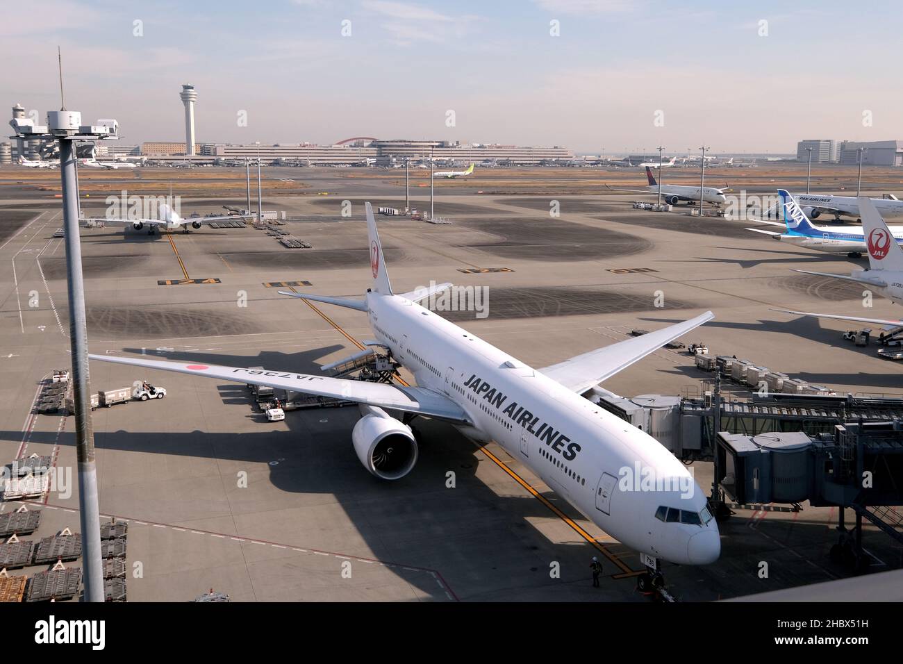 A Japan Airlines plane is pictured at Haneda Airport's International ...