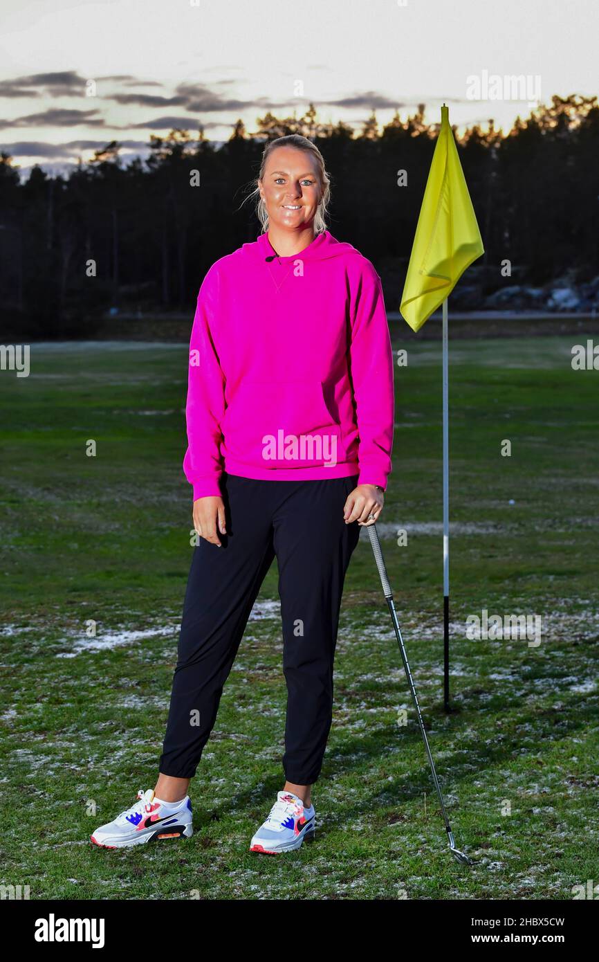 Swedish professional golfer Anna Nordqvist, holding her British Open ...