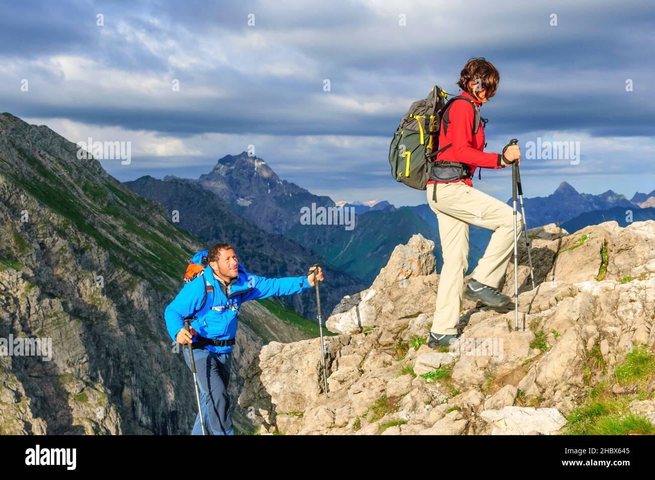 Hiking tour around Kanzelwand in Kleinwalsertal mountains Stock Photo ...