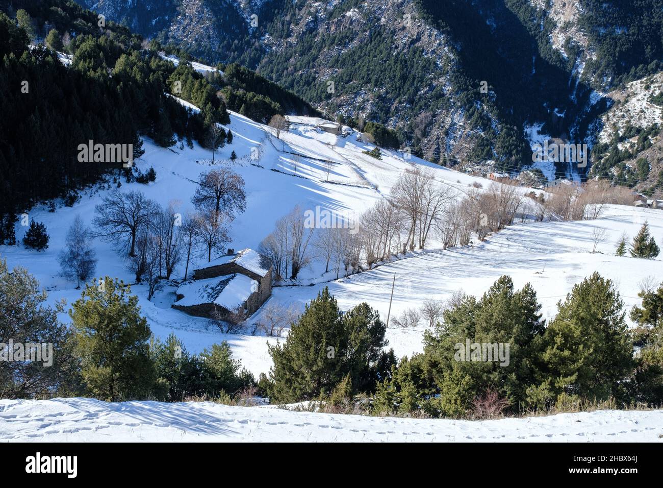 The "bordas" are stone houses typical of the Pyrenees Stock Photo - Alamy