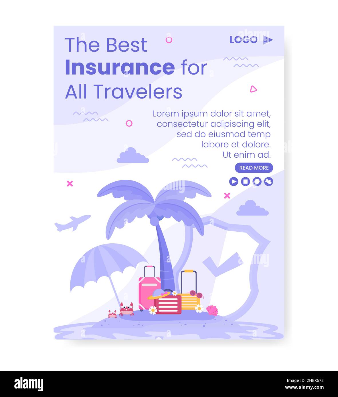 Travel Insurance Poster Template Flat Design Illustration Editable of ...