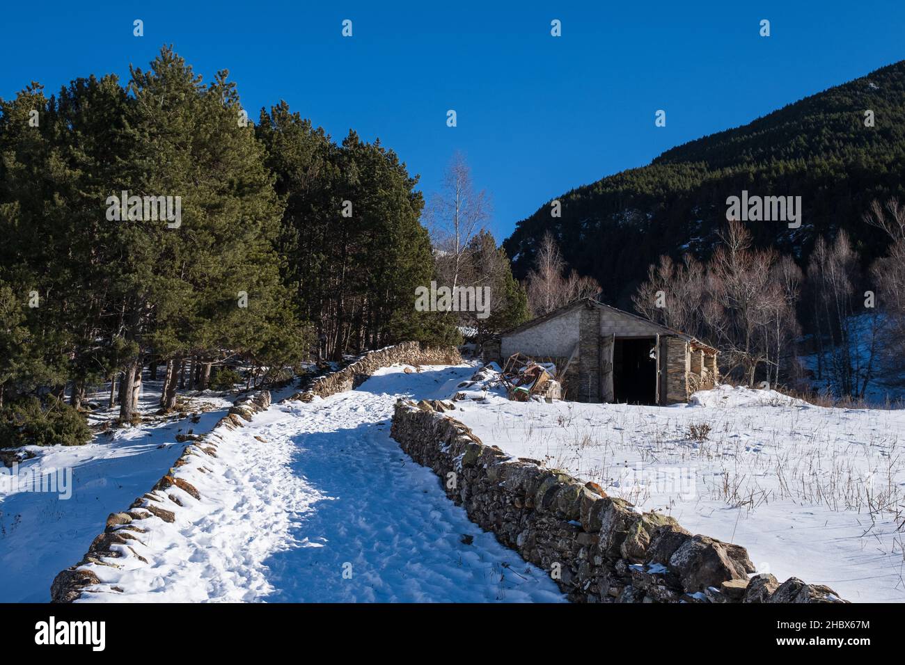 The "bordas" are stone houses typical of the Pyrenees Stock Photo - Alamy