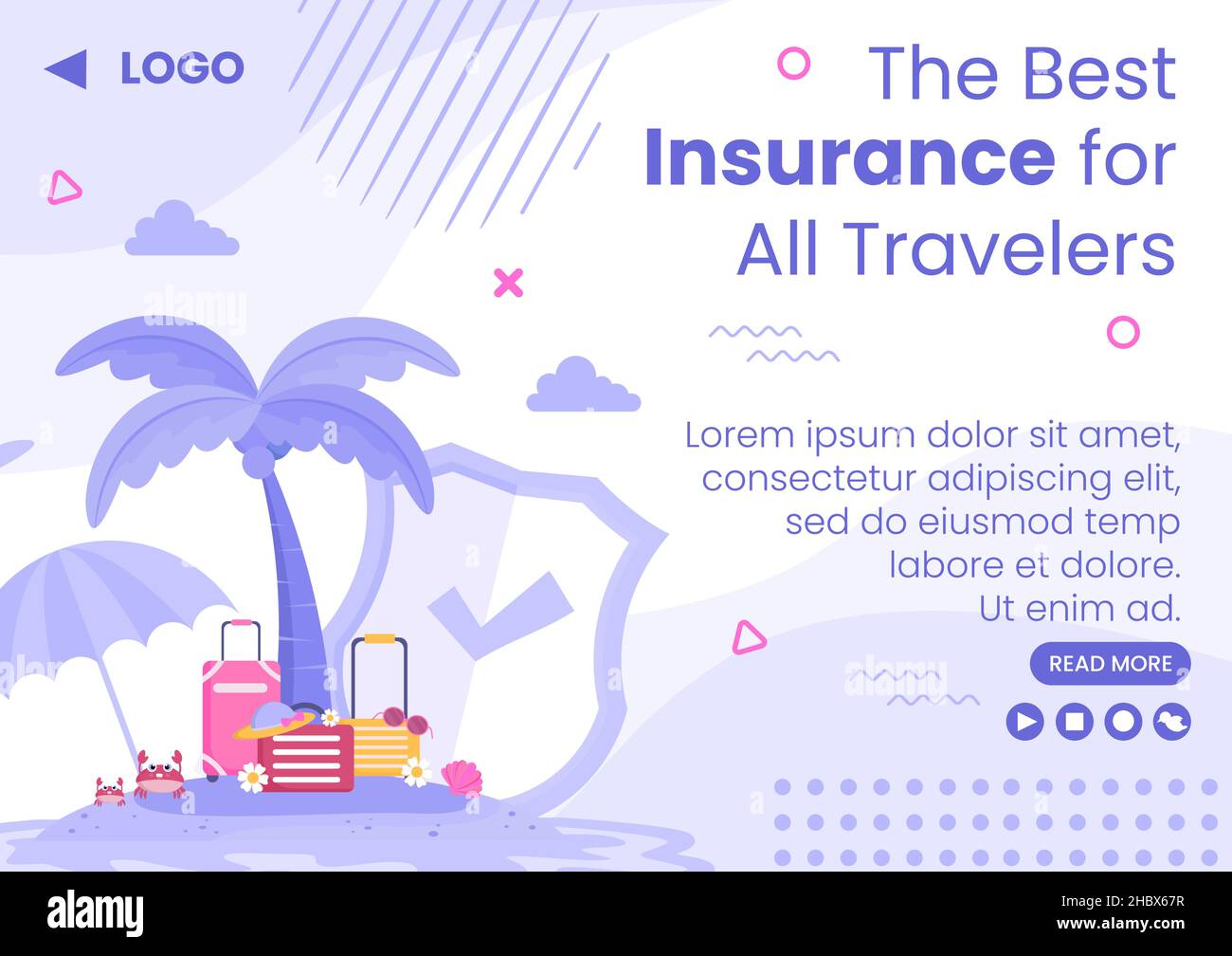 Travel Insurance Brochure Template Flat Design Illustration Editable of ...