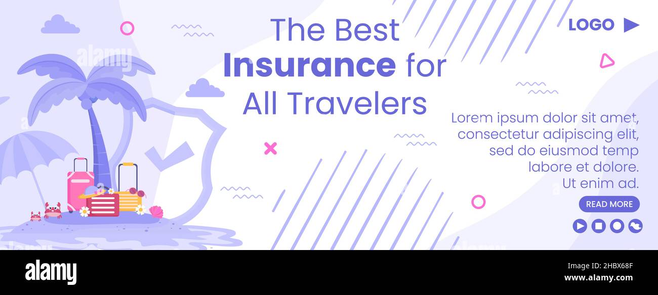 Travel Insurance Cover Template Flat Design Illustration Editable of ...