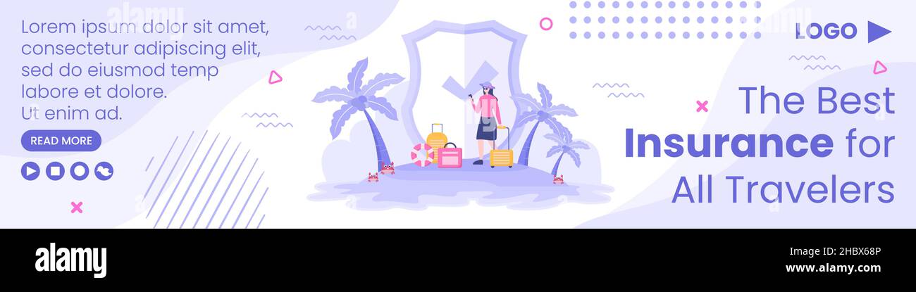 Travel Insurance Banner Template Flat Design Illustration Editable of ...
