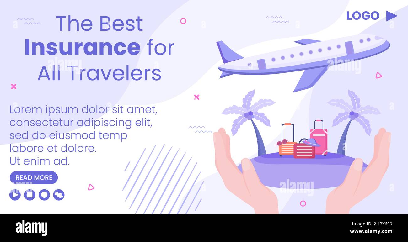 Travel Insurance Post Template Flat Design Illustration Editable of ...
