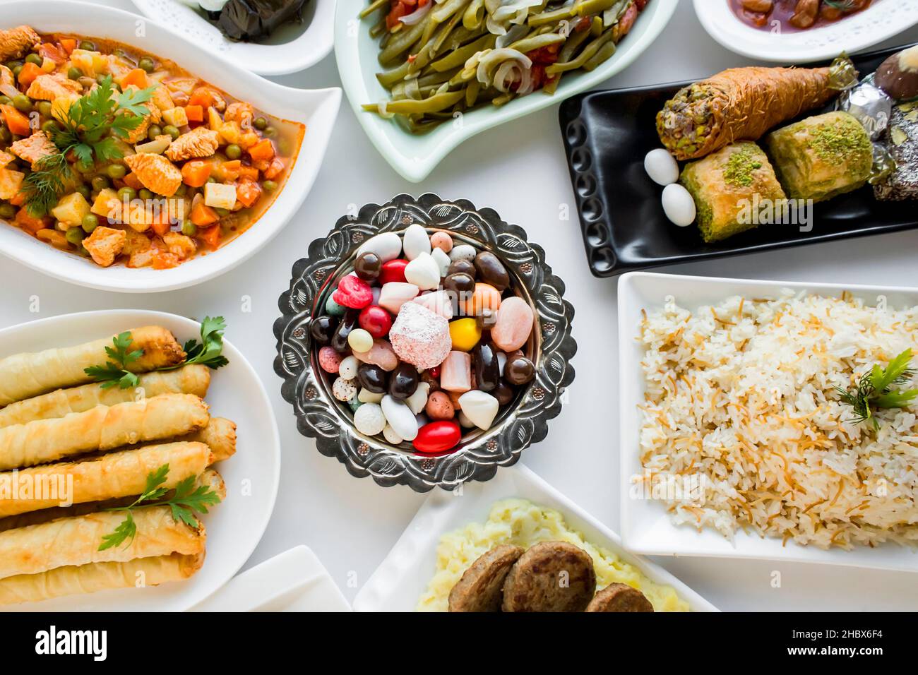 Traditional Turkish dinner table bayram sofrasi End of Ramadan Feast or ...