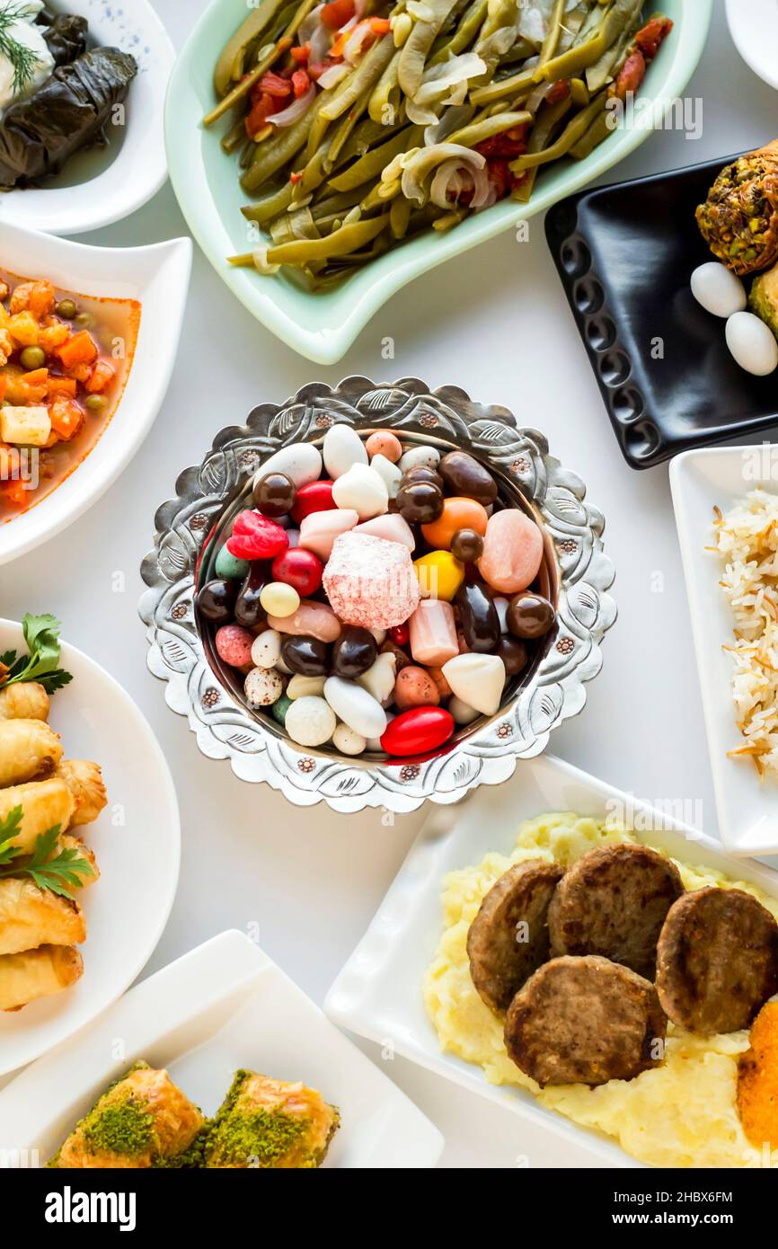 Traditional Turkish dinner table bayram sofrasi End of Ramadan Feast or ...