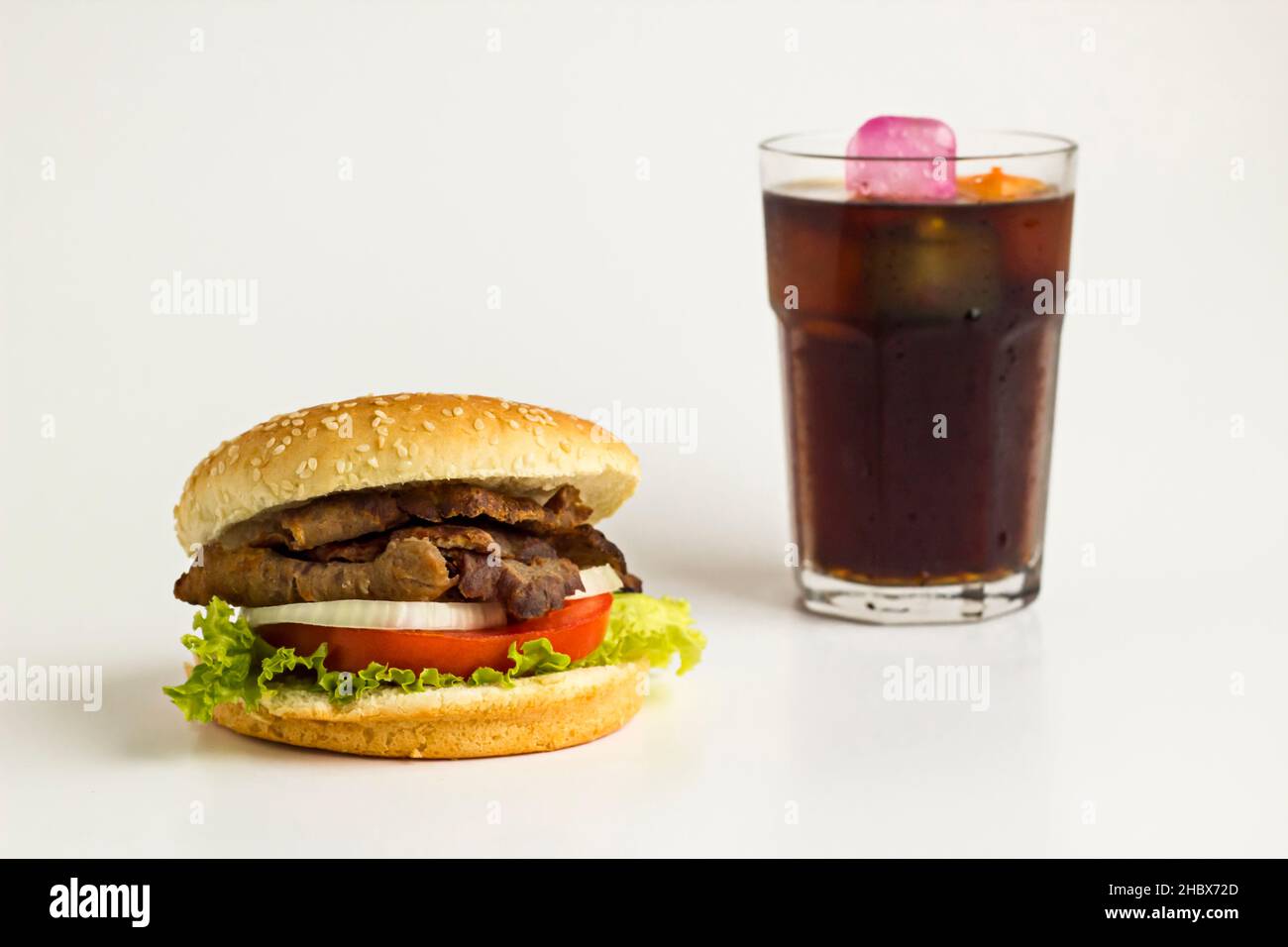 Delicious Burger Made With Traditional Turkish Doner Kebab,tomato ...