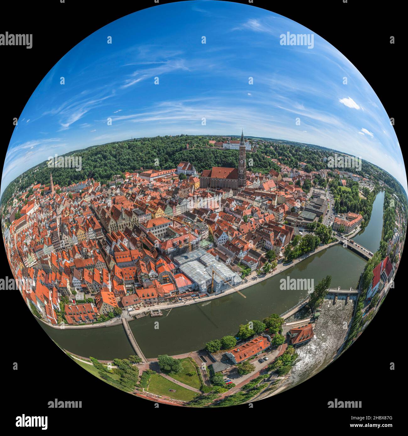 Aerial view to Landshut, district capital of Lower Bavaria Stock Photo ...